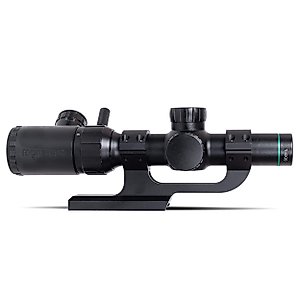 Monstrum 1-4x20 Rifle Scope with Rangefinder Reticle | ZR250 H-Series Offset Scope Mount | Bundle