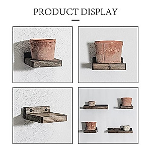 Freezing point Small Floating Shelves for Wall Set of 2 Natural Wood 4Inch Mini Wall Shelf Decor Plant Display Collectibles Mounted Kitchen Bathroom Bedroom Corner Decorative Storage Tiny Stand Brown