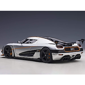 Auto Art Models Koenigsegg Agera RS Moon Silver with Carbon and Orange Accents 1/18 Model Car by Autoart 79024