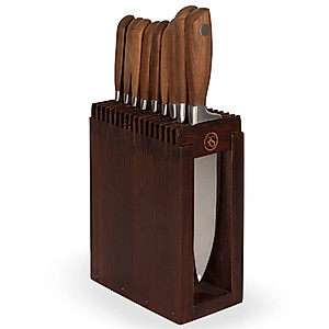 Rustic State Seki Wooden Universal Knife Holder Display Block Stand Without Knives Countertop Tabletop Organizer Storage Walnut