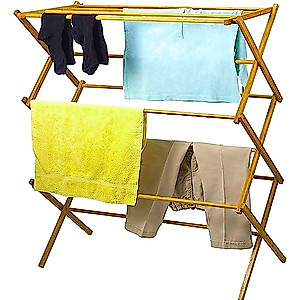 Home-it Wooden Clothes Drying Rack for Laundry - Collapsible Folding Bamboo Laundry Drying Rack for Drying Clothes - Heavy Duty Pre Assembled