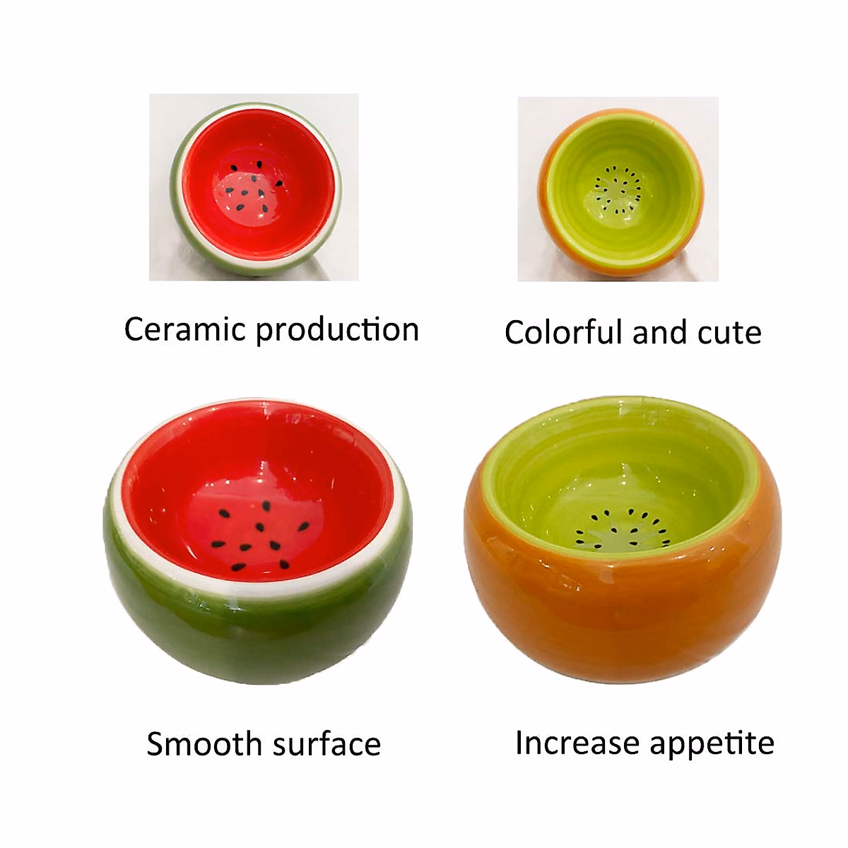 Hamiledyi 2PCS Hamster Bowl,Ceramic Food Water Feeding Dish for Guinea Pigs Gerbil Mouse Rat Chinchilla Hedgehog Sugar Glider