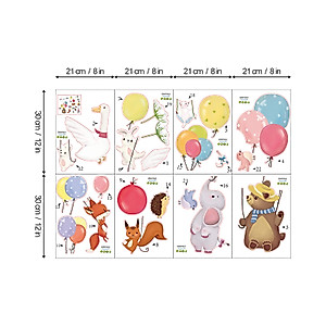 decalmile Colorful Balloon Flying Animals Wall Decals Elephant Bear Fox Wall Stickers Baby Nursery Kids Bedroom Classroom Wall Decor
