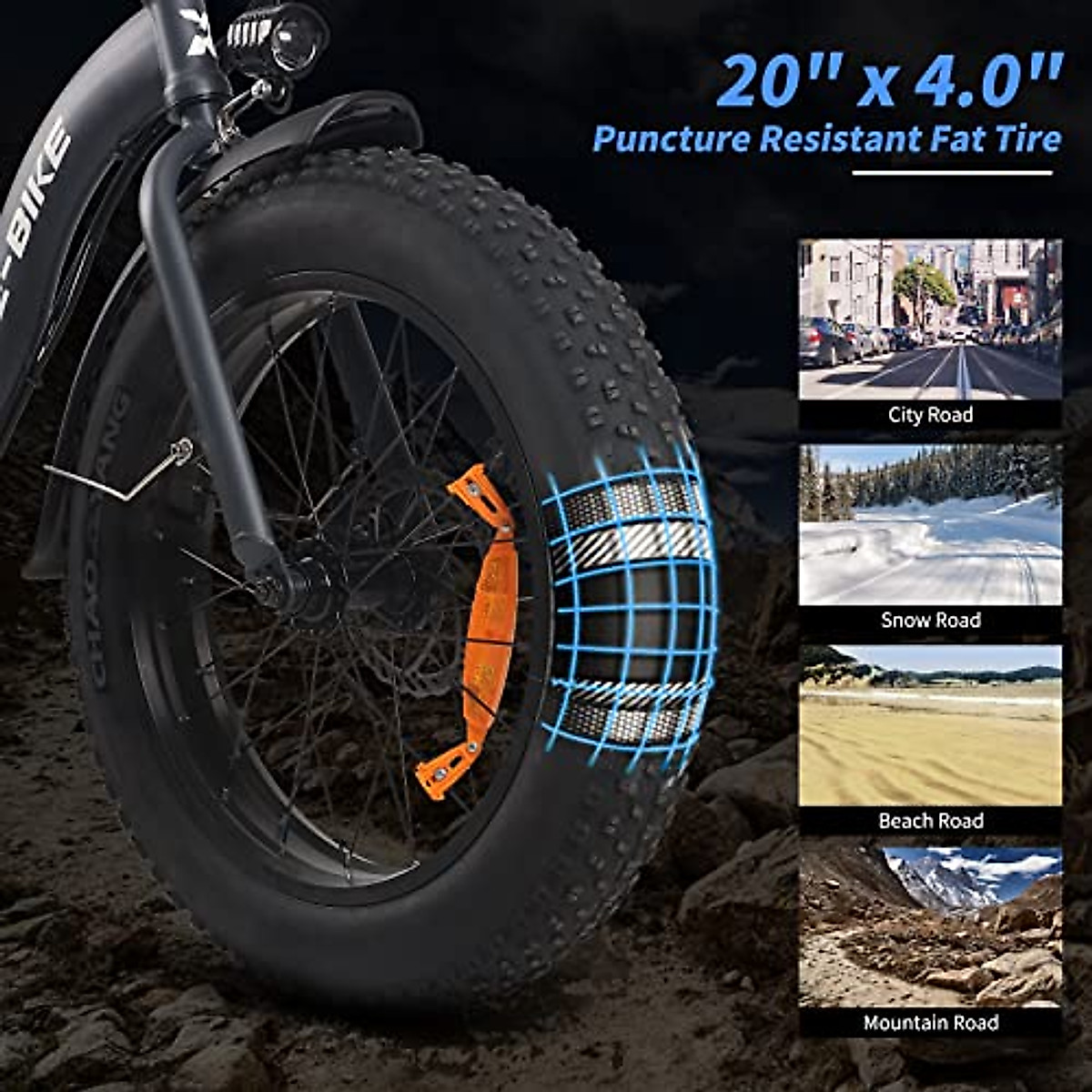 AIWARGOD Electric Bike for Adults, 500W Folding Electric Bicycle with 36V Removable Lithium Battery, 20" x 4.0 Fat Tire Ebike for Adults with Shimano 7-Speed Shifter Mens/Women 25MPH E Bikes