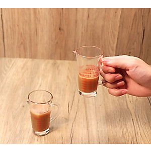 Shot Glasses Measuring cup Espresso Shot Glass Liquid Heavy Glass Wine Glass-[Insulated handle | V-Shaped Spout]-26-Incremental Measurement 1OZ, 6TSP, 2TBS, 30ML (2 Pack-Red)