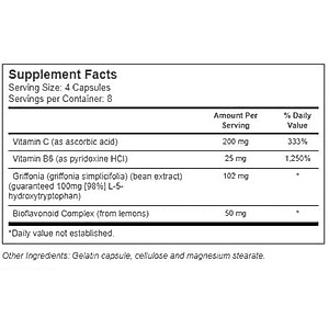 SOLARAY L-5-hydroxytryptophan (5-HTP) - 30 Enteric-Coated Capsules - 100 mg - Also Includes Vitamins B-6 & C