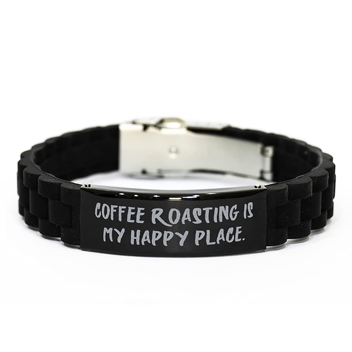 Useful Coffee Roasting Gifts, Coffee Roasting is My Happy Place, Holiday Black Glidelock Clasp Bracelet for Coffee Roasting