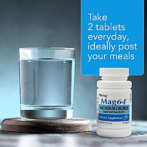 Rising Pharma - Mag64 Magnesium Chloride with Calcium Tablets - 60 Counts