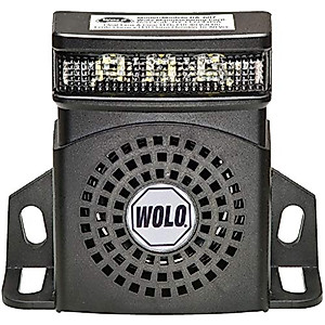 Wolo BA-1697WN PRO-TEC PLUS Heavy-Duty White Noise Back-Up Alarm With Flashing LED Light, 12-80 Volt, 97 Decibel