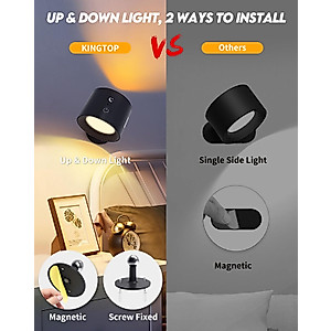 KINGTOP Battery Operated Wall Sconce, Wireless Magnetic Wall Lights with Remote, 9 Colors RGB Rechargeable Ambient Sconce, 3 Color Temp, Dimming & Removable, Wall Mounted Lamp for Bedroom