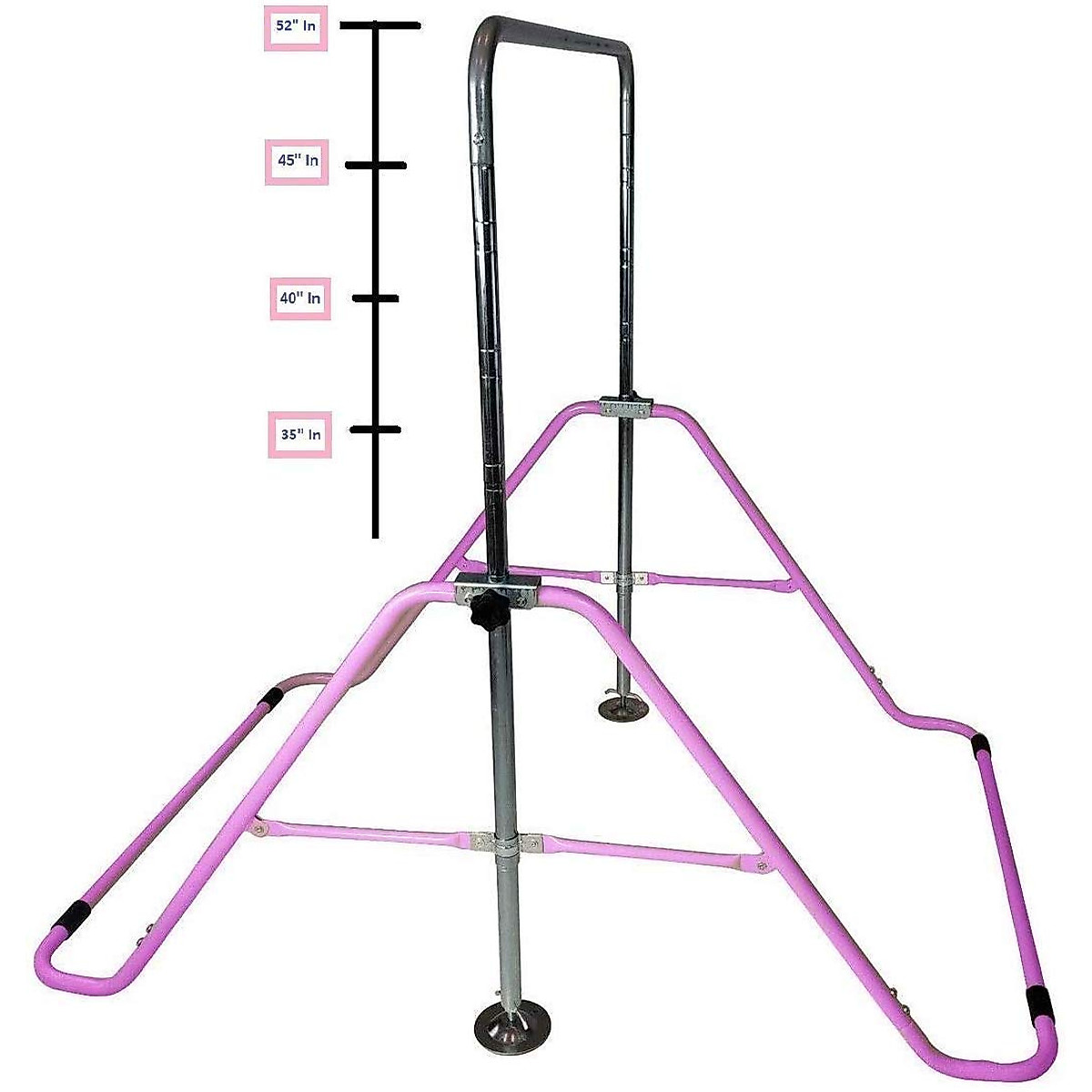 KidsJungle Kids Jungle Gym 3 in 1 Gymnastics Monkey Bar Kip Bar Deluxe Swing Set, Trapeze Rings, Adjustable Horizontal Climb Tower Junior Training Pink