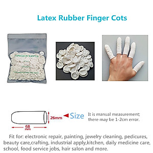 Upgrade Disposable Latex Finger Cots, 150g(Approx.260PCS) Powder Free Rubber Fingertips Finger Protector for Electronic Repair, Painting, Jewelry Cleaning, Manicures,Industrial (260 Count (Pack of 1))
