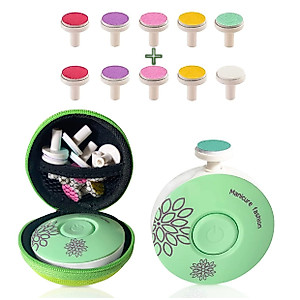 JAYL Baby Nail Trimmer Electric - Baby Nail Clippers with 10 Grinding Pads for Trim - Baby Nail File for Infants, Toddlers, Kids and Adults - Fingernail Clipper - Round Design (Green)