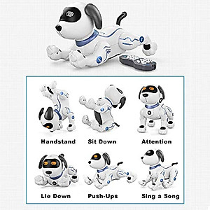 Remote Control Dog, Robot Toys for Kids, RC Robotic Stunt Puppy Voice Control Toys, Remote Control Dancing Programmable Robot Dog Smart RC Robot with Sound Interactive Gift for 6+ Ages Boys and Girls