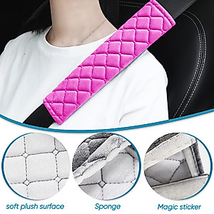 2Pcs Car Seat Belt Cover Pads, Shoulder Seatbelt Pads Cover, Safety Belt Strap Shoulder Pad for Adults and Children (Pink)