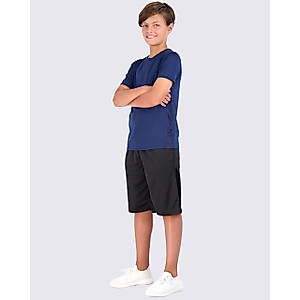 5 Pack: Boys Girls Active Athletic Quick Dry Dri Fit Short Sleeve T-Shirt Crew Neck Tops Teen Gym Undershirts Tees Youth Basketball Clothes Moisture Wicking Shirts-Set 14,Small (6-7)