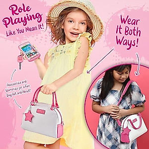 Play Purse for Girls and Toddlers - Little Girls Toys Pretend Play Accessories: Toy Phone, Wallet, Credit Cards, Keys, Pretend Makeup for Role Playing Toys for Girls Ages 3 4 5 6 7 8 Years and Up