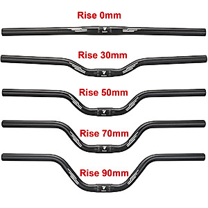 Rmiott 1 inch Rise 90mm Mountain Bike Handlebars Length 24.40inches/620mm Aluminum -Just Fits 25.4mm Stems- Rise 90mm Black
