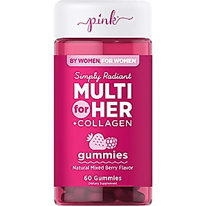 Multivitamin for Women | 60 Gummies | Non-GMO & Gluten Free | Plus Collagen & Biotin | Mixed Berry Flavor | by PINK