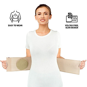 ORTONYX Premium Umbilical Hernia Belt for Women and Men / 6.25" Abdominal Binder With Hernia Support Pad - Navel Ventral Epigastric Incisional and Belly Button Hernias - Beige OX5241-L/XL