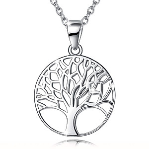 AGVANA Sterling Silver Necklace for Women Family Tree of Life Pendant Necklace Dainty Jewelry Anniversary Birthday Gifts for Women Mom Grandma Wife Daughter Her Yourself, 16"+2"
