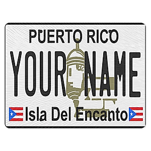 Bleu Reign Cutting Board Personalized Custom Name Puerto Rico State License Plate 11x15 inches Textured Glass