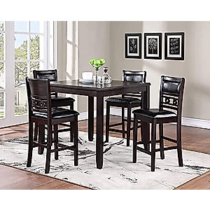 New Classic FURNITURE Gia 5-Piece Table with Four Chairs, Inch, 42" Counter Set, Ebony