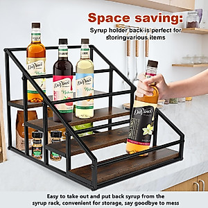 YQBRAO Coffee Syrup Organizer, 4-Tier 16 Bottles Coffee Syrup Rack for Coffee Bar, Coffee Syrup Stand for kitchen coffee station, Coffee Syrup Holder for Syrup, Wine, Dressing