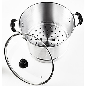IMUSA USA Steamer with Glass Lid 20-Quart, Silver