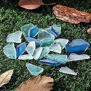 Sea Glass for Crafts Seaglass Pieces Decor Flat Frosted Sea Glass Vase Filler Crushed Sea Glass for Beach Wedding Party Decor Home Aquarium Decor DIY Art Craft Supplies (Blue, White, Green,11 Oz)