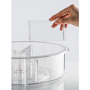 SANNO Lazy Susan Turntable Organizer Cabinet Organizer 12" Divided Lazy Susan Turntable Storage Container for Kitchen Cabinet