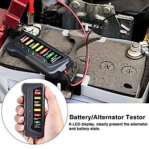 KIMISS Battery Tester, 12V LED Digital Car Motorcycle Battery Load Tester Analyzer Alternator Cranking Check Battery Condition and Alternator Charging