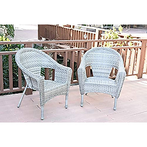 Jeco W00402G_2 Set of 2 Grey Resin Wicker Clark Single Chair Without Cushion