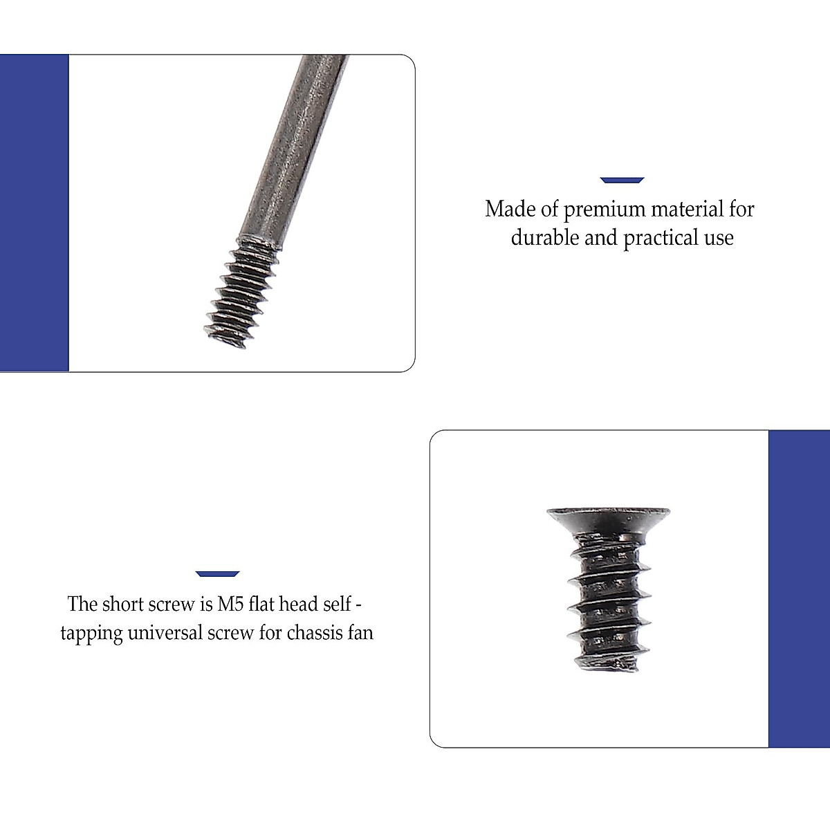 ULTECHNOVO Computer Cooling Fan Mount Screw, Black Computer Fan Case Screws Set, Flat Head Tapping Screw Set Long Short Screws (30pcs Long & 30pcs Short Screws Black)