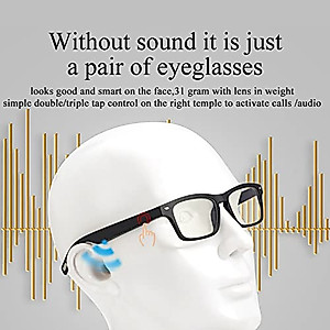Smart Bluetooth Audio Glasses with Anti Blue Light Lens Waterproof Bluetooth 5.0 Glasses Connect Mobile Phones and Tablets for Men Women