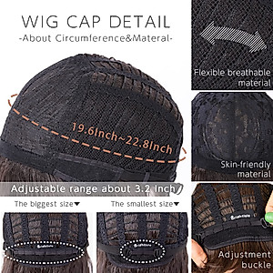 ブライトララ BRIGHT LELE Natural Full Medium Straight Hair With Bangs Wigs for Women Synthetic Curly Hair Wig for Daily Party Cosplay Wig HF1573-uk