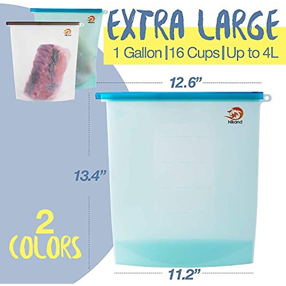 Gallon Silicone Bags Reusable Silicone Food Bag Reusable Sandwich Bags Liquid Reusable Bags Silicone Storage Bags Silicon Containers Plastic Conteiner Freezer Size Snack Lunch Sous Vide