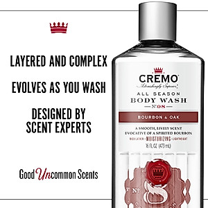 Cremo Rich-Lathering Bourbon & Oak Body Wash, A Sophisticated Blend of Distillers Spice, Fine Bourbon and White Oak, 16 Fl Oz (2-Pack)