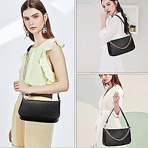 Shoulder Bag for Women Retro Classic Tote HandBag Womens Crossbody Clutch Tiny Crossbody Clutch Purses with Croc Pattern