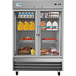 KoolMore - RIR-2D-GD 54" 2 Glass Door Commercial Reach-in Refrigerator Cooler with LED Lighting - 47 cu. ft, Stainless Steel