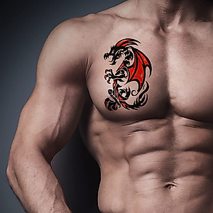 10 Sheets Large Dragon Temporary Tattoo Stickers for Men Women Adults Fake Sleeve Tattoos Large Tribal Totem Dragons Fake Tattoo Black Realistic Animals Teens Body Art Tattoo…