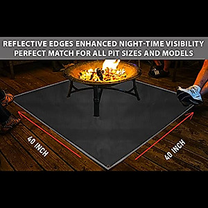 Black 40X40 Inch Fire Proof Mat for Under Fire Pit. 3 Layers Double Sided Squared Fire Pit Pad. Charcoal Grill, BBQ Smoker, Deck, Patio, Grass, Composite. Outdoor Fire Pit Accessories, Heat Resistant