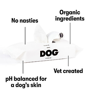 DOG by Dr. Lisa - Dog Wipes - Plant-Based, Natural Bathing Wipes for Dogs - Made from 100% Compostable Bamboo - Vet-Created - Vegan, Non-Toxic - 80 Count