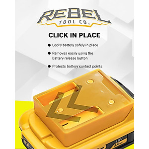 RebelToolCo Battery Holder Wall Mount (6 Pack) Battery Holder Mounts. Compatible with 20V & 60V DeWalt Cordless Batteries. Tool Holder Storage Organizer for Battery, Accessories, & Tool Organization.