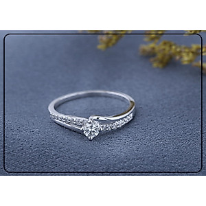 Dazzlingrock Collection 0.33 Carat (ctw) 10K Round Cut Diamond Bridal Wave Promise Engagement Ring 1/3 CT, White Gold, Size 6.5