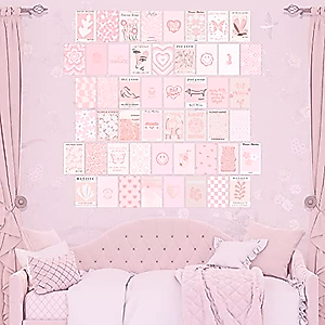 wall67 Pink Room Decor Aesthetic,Pink Wall Collage Kit Posters for Room Aesthetic Posters Prints,Pink Aesthetic Dorm Room Decor for Teen Girl (50pcs 4x6 inch