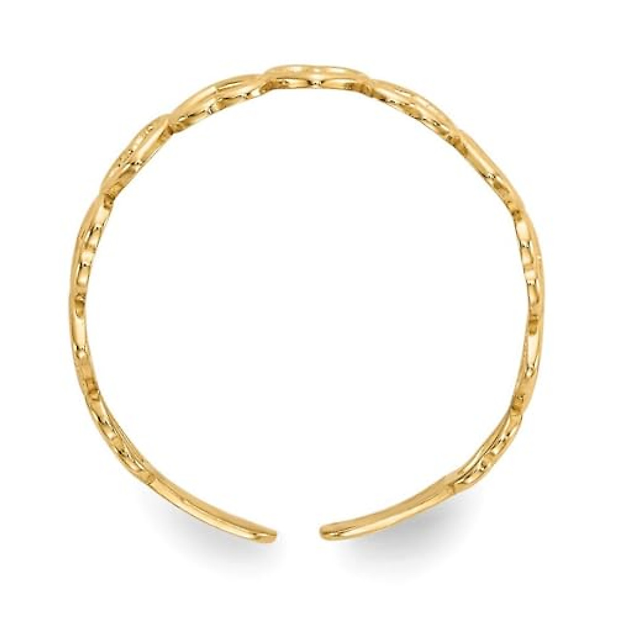 14k Yellow Gold Polished Open Love Hearts Toe Ring Jewelry for Women