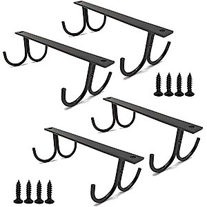 RONYOUNG 4 Sets Mug Holder Rack Under Cabinet Shelf , Mug Rack 16 Hanging Hooks for Mugs, Coffee Cups and Kitchen Utensils Display (4 Set, Black)