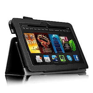 Fintie Folio Case for Fire HDX 7 - Slim Fit Leather Standing Protective Cover with Auto Sleep/Wake (Will only fit Kindle Fire HDX 7" 2013), Black