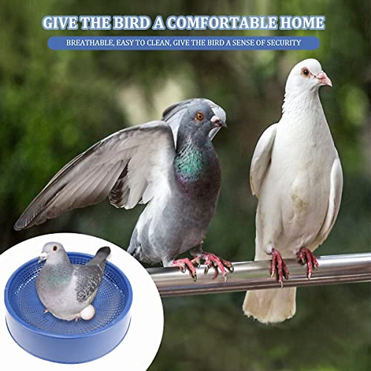 YOLUFER 5 Pcs Plastic Pigeon Nest Bird Nest Bowls Pigeon Nest Bowl Breeding Hatching Nest for Pigeons Quails Breeding Hatching (Blue)…